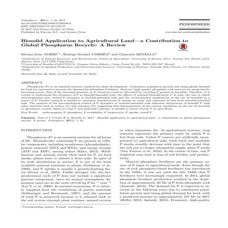 Biosolids application to agricultural land: a contribution to global ...