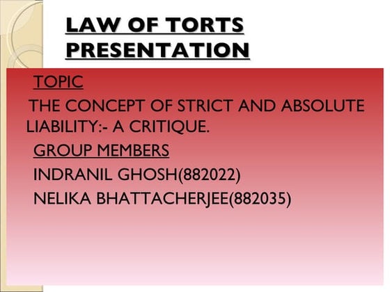 Lecture 10 law of tort | PPT | Injuries | Diseases and Conditions
