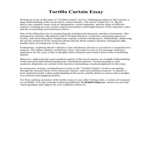 Tortilla Curtain Essay.pdfTortilla Curtain Essay | PDF