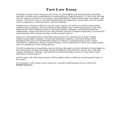 Tort Law Essay | PDF