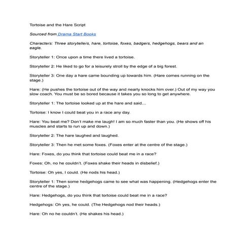 Tortoise and the Hare Script | PDF