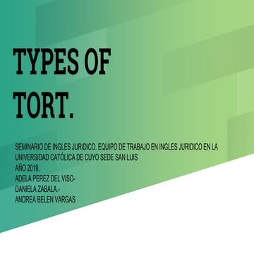 TYPES OF TORT. TORT AND DAMAGES | PPTX | Death, Injury, or Military ...