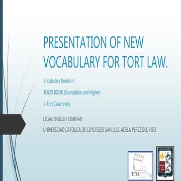 New vocabulary related to TORT LAW | PPTX | Law