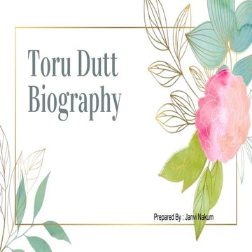 Toru dutt biography | PPTX