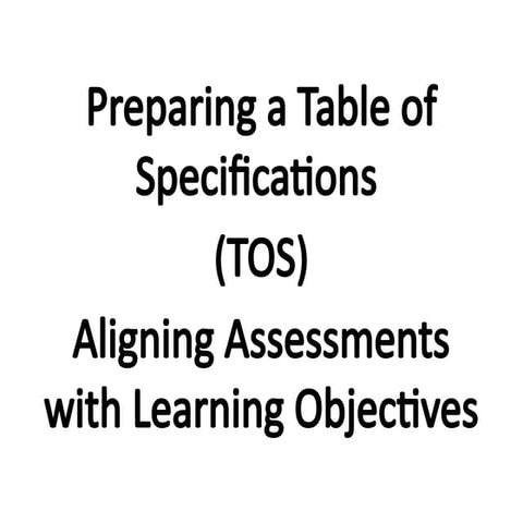 Preparing a Table of Specifications (TOS) | PPTX