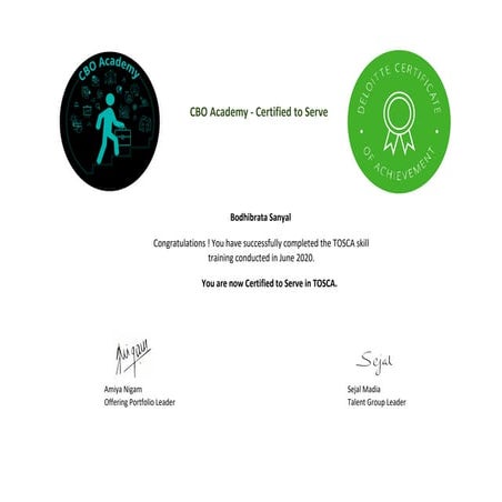 Tosca certificate | PPT