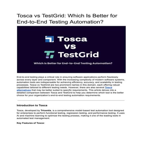 Tosca Vs Testgrid Which Is Better For End To End Testing Automation Pdf