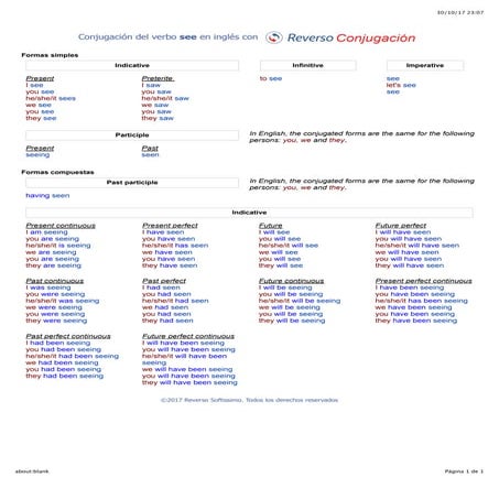 I see / you see - REVERSO (conjugación) | PDF