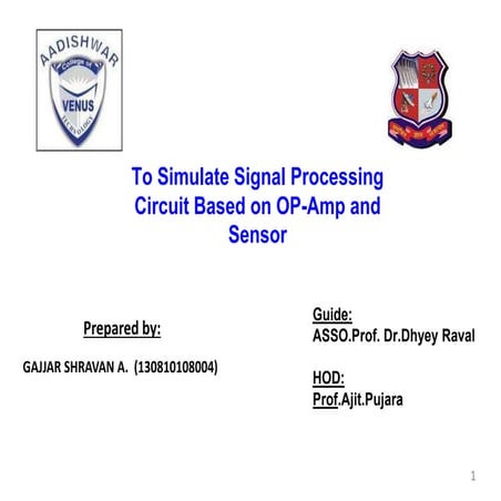 To simulate signal processing circuit based on op amp and sensor | PPTX | Computer Networking ...