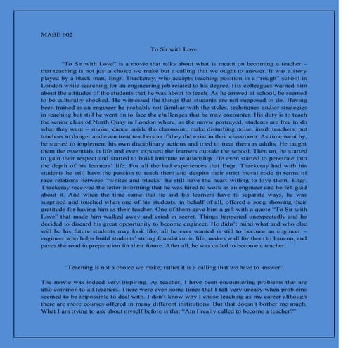 To sir with love reaction | PDF