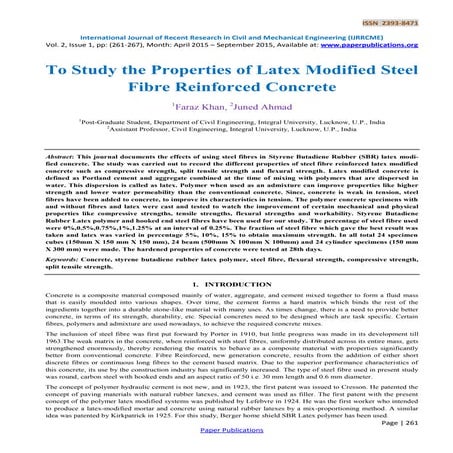 To Study the Properties of Latex Modified Steel Fibre Reinforced ...