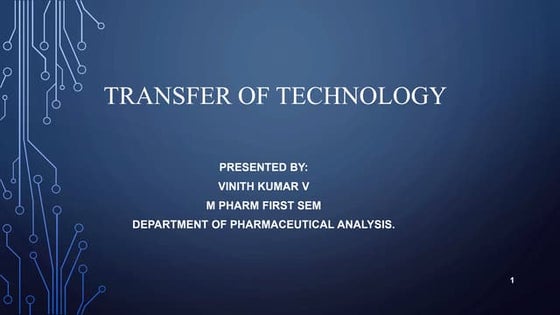 Technology transfer from R&D to production | PPTX