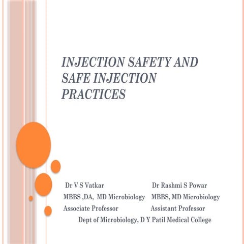 Safe Injection Practices And Injection Safety Pptx