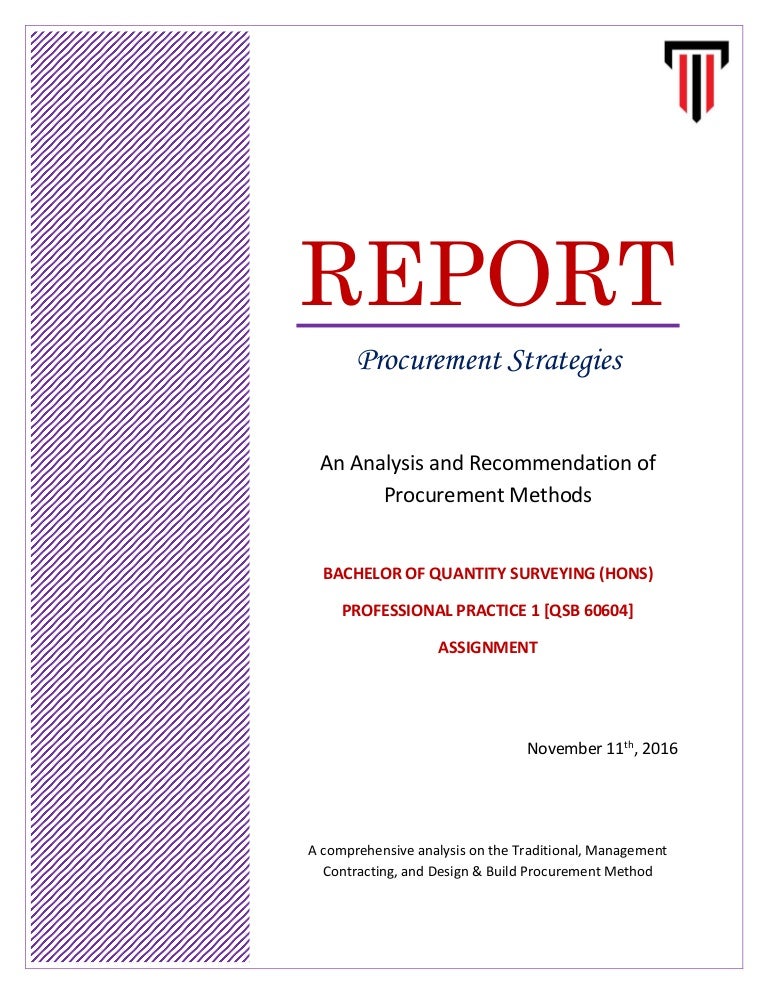 A Report on Procurement Strategies - PP1