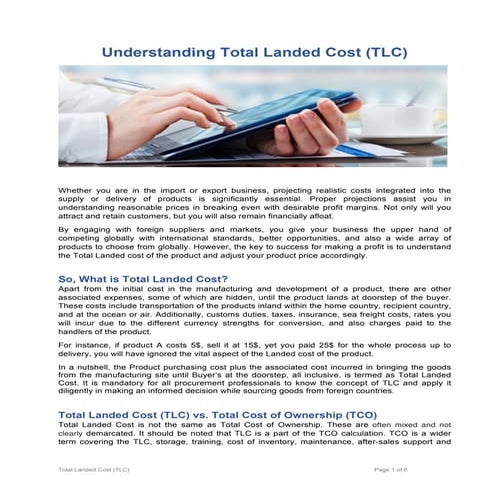 Understanding Total landed cost (tlc) | PDF