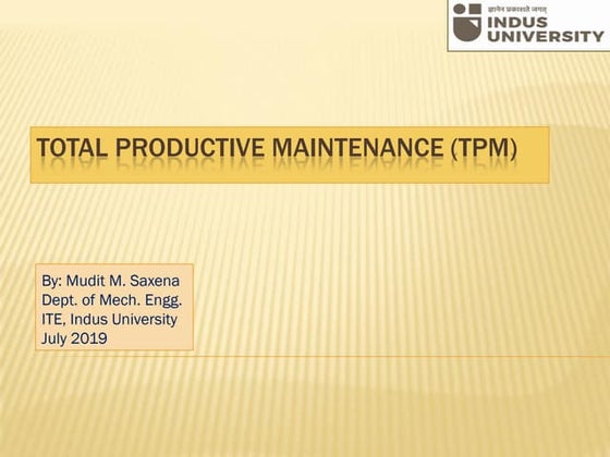 Total productive maintenance (tpm) | PPTX | Business | Business and Finance