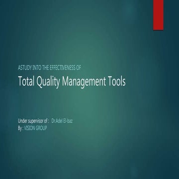 Astudy into effectiveness of Total quality management Tools in Egypt ...