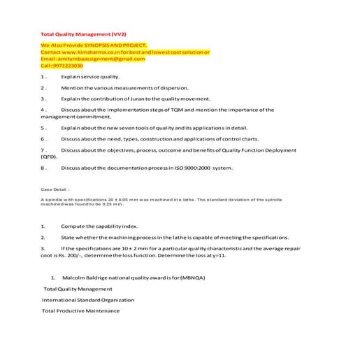 TOTAL QUALITY MANAGEMENT MCQ | DOCX
