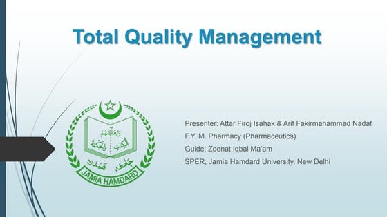 CONCEPT OF TOTAL QUALITY MANAGEMENT | PPT