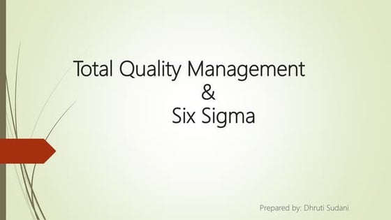 CONCEPT OF TOTAL QUALITY MANAGEMENT | PPT
