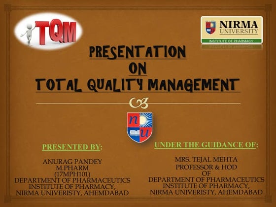 CONCEPT OF TOTAL QUALITY MANAGEMENT | PPT