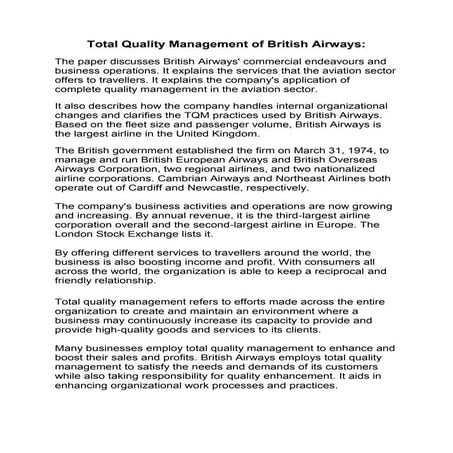 Total Quality Management of British Airways.docx