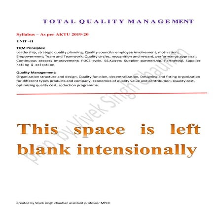 Total quality management unit 2 | PDF
