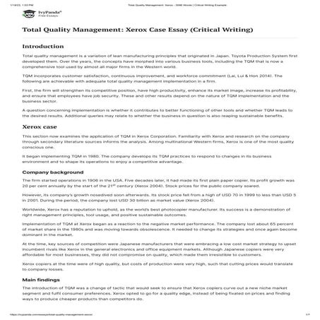 Total Quality Management_ Xerox - Critical Writing Example.pdf