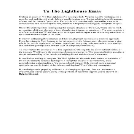 To The Lighthouse Essay | PDF