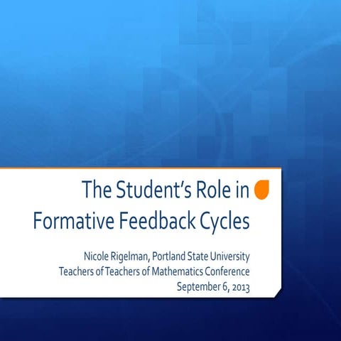 Student's Role in the Formative Assessment Cycle | PPTX