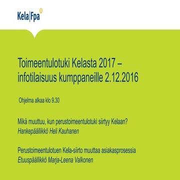 Toimeentulotuki info 02.12.2016