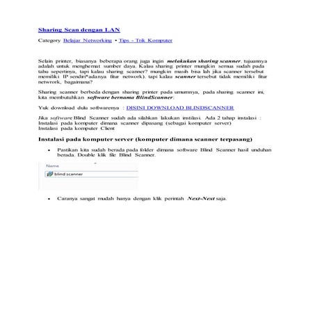 Toturial sharing scan dengan lan | DOCX