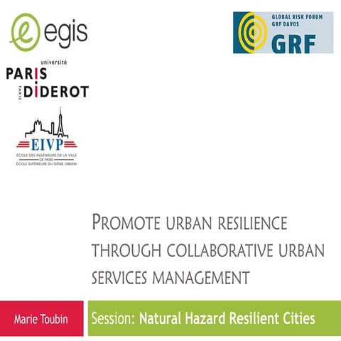 Promote urban resilience through collaborative urban services ...