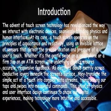 A Presentation on Touch Screen Technology | PPTX