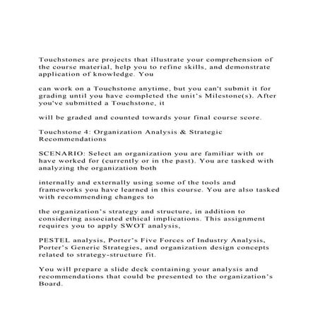 Touchstones are projects that illustrate your comprehension of.docx