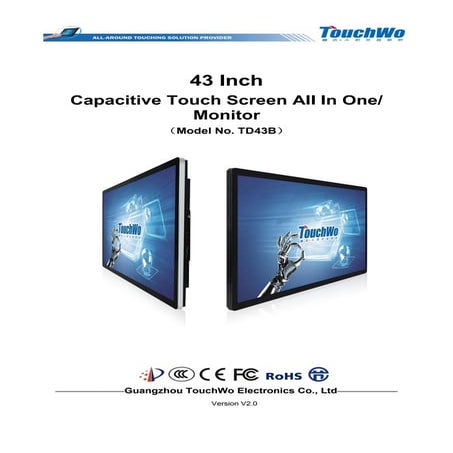 TouchWo 43 inch capacitive touchscreen all in one pc v2.0 td238 2019.4.25