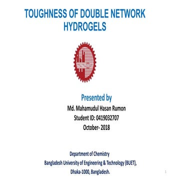 Tough double network hydrogel and its applications | PPT