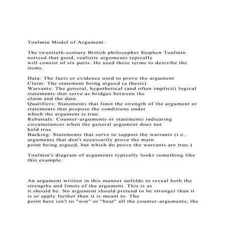 Toulmin Model of Argument The twentieth-century British .docx