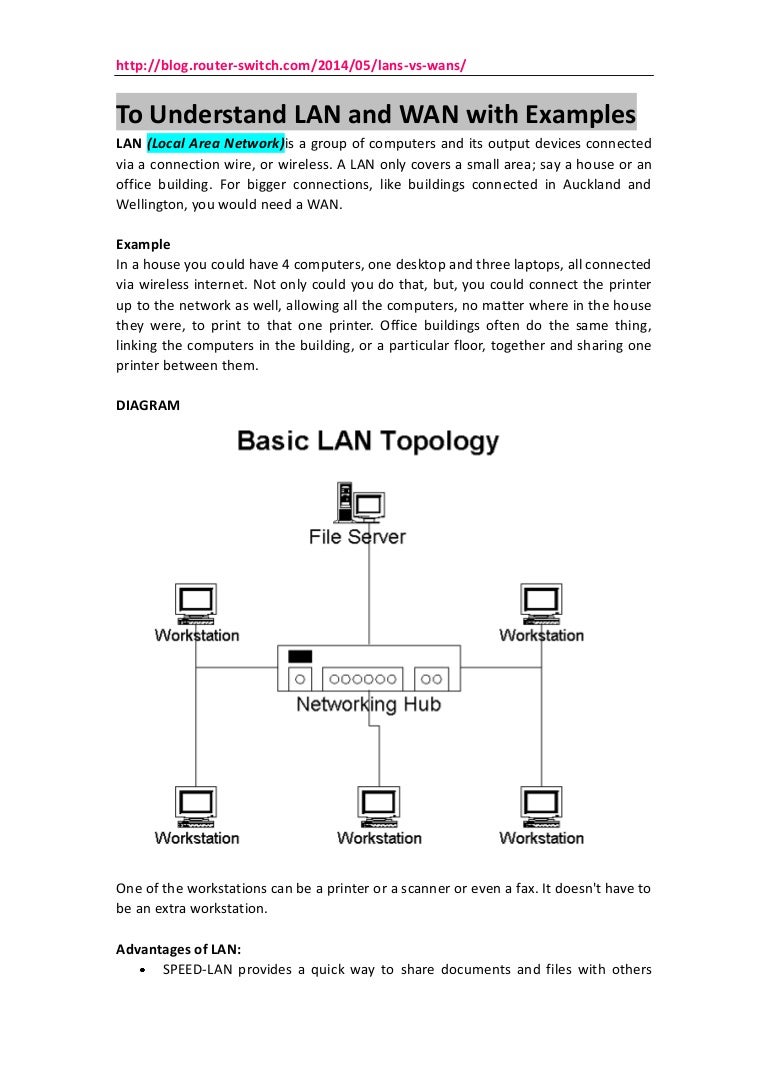 To understand lan and wan with examples
