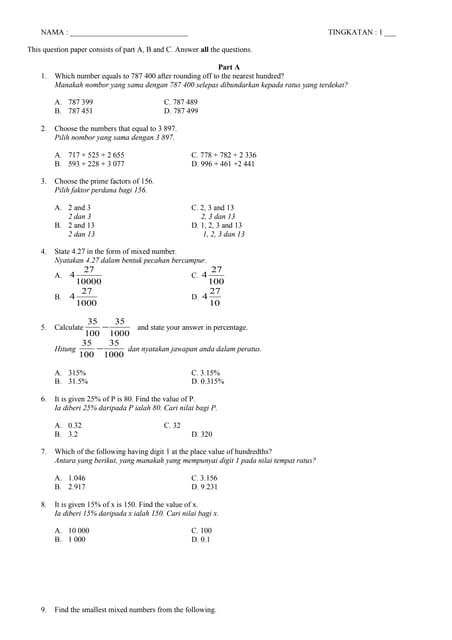 Mathematics Form 1-Chapter 1 Rational Numbers -Integers -Basic ...