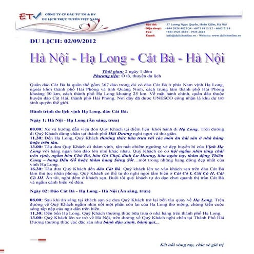 Tour 2 9-2012 (ha long - cat ba 2n1d) | DOC