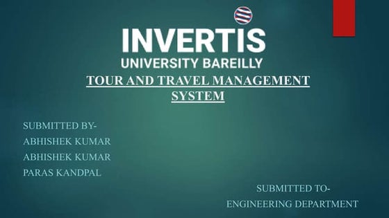 Tour and Travel Management System ppt | PPTX