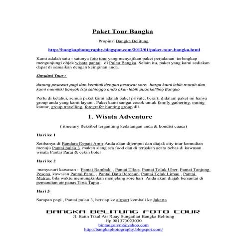 Tour bangka belitung | DOC