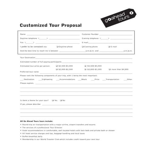 Tour design form | PDF