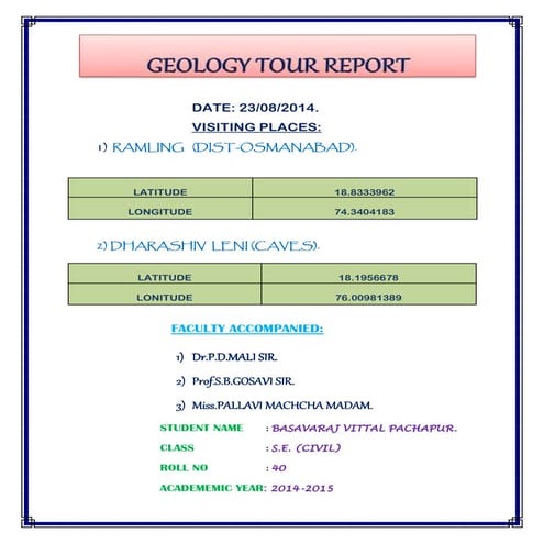 Geology field visit report | PDF