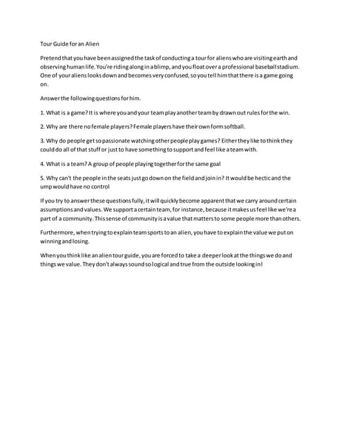 Alien tour | DOCX | Science Fiction | Genres