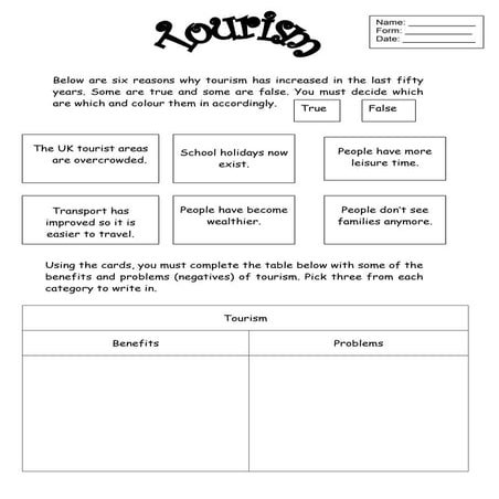 Tourism worksheet | DOC