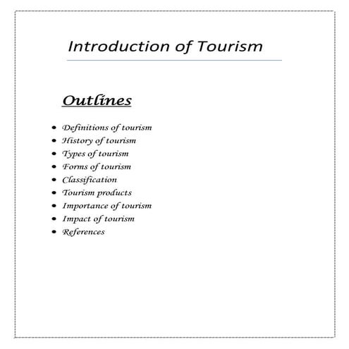 Introduction to Tourism | PPT