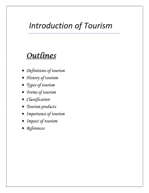 Introduction to Tourism | PPT