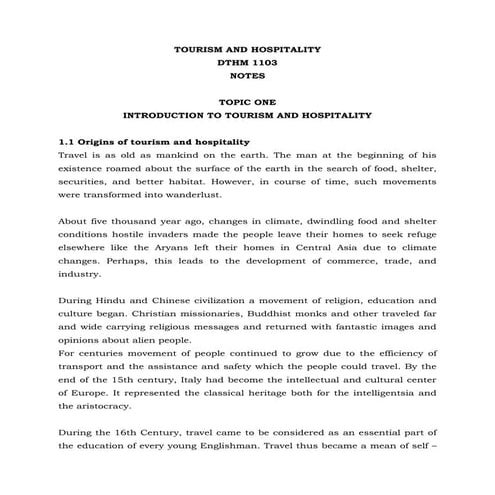 Tourism and hospitality | PDF